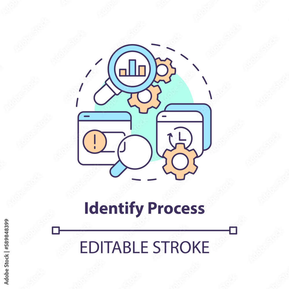 Identify process concept icon. SMED usage. Lean management. Performance ...
