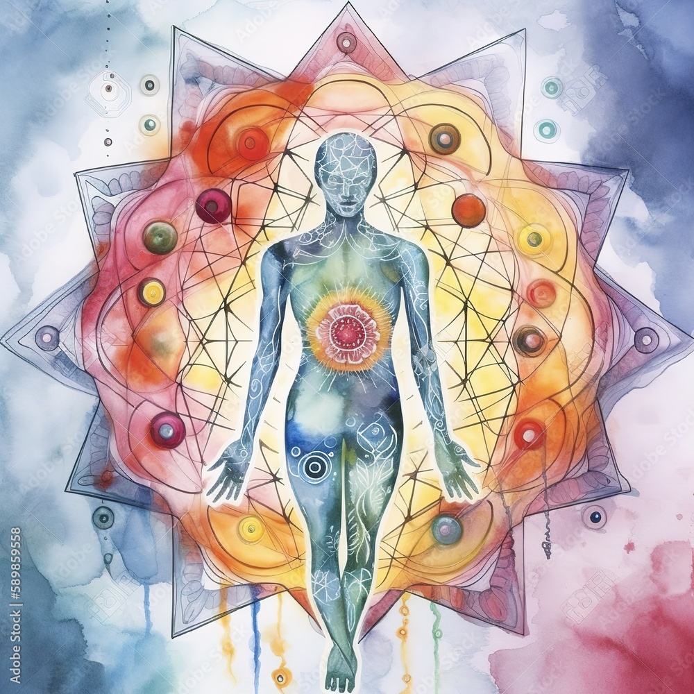 Les chakras du corps humain : une illustration colorée et équilibrée ...