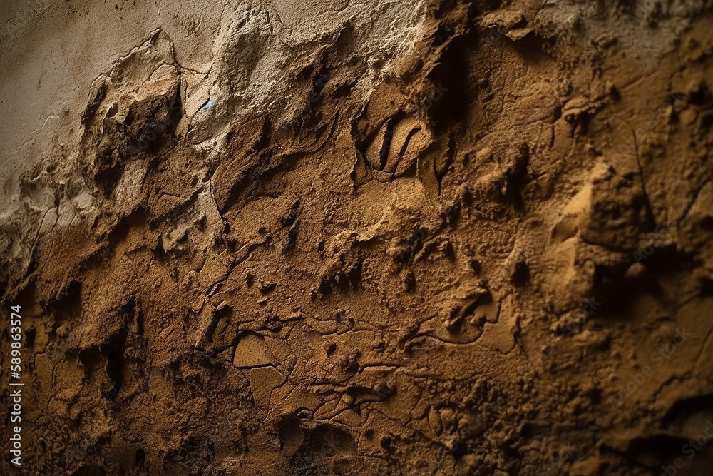 Texture background of old colour dirty crumbling brick wall. Uneven ...