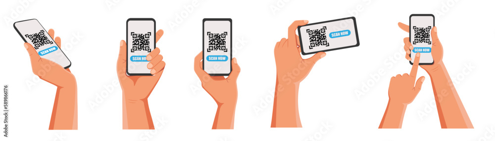 QR code scan to smartphone. Qr code for payment. Mobile phone scanning ...