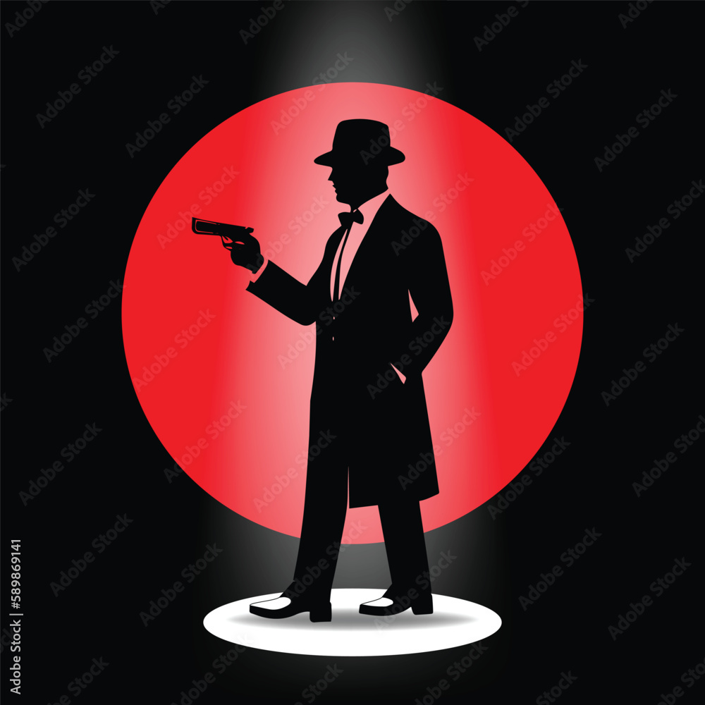 Mafia silhouette vector, Detective silhouette vector isolated, Gangster ...
