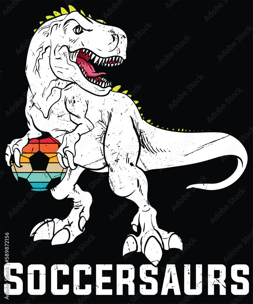 Soccer t-shirt design. Soccer Fans Kids Gift T-Rex Dinosaur Football ...