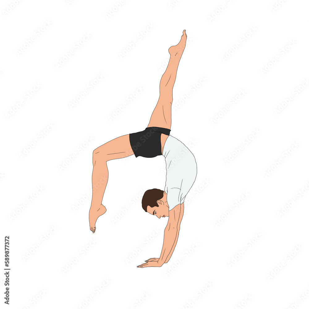PNG One Legged Scorpion Handstand / Vrischikasana Variation. Man ...