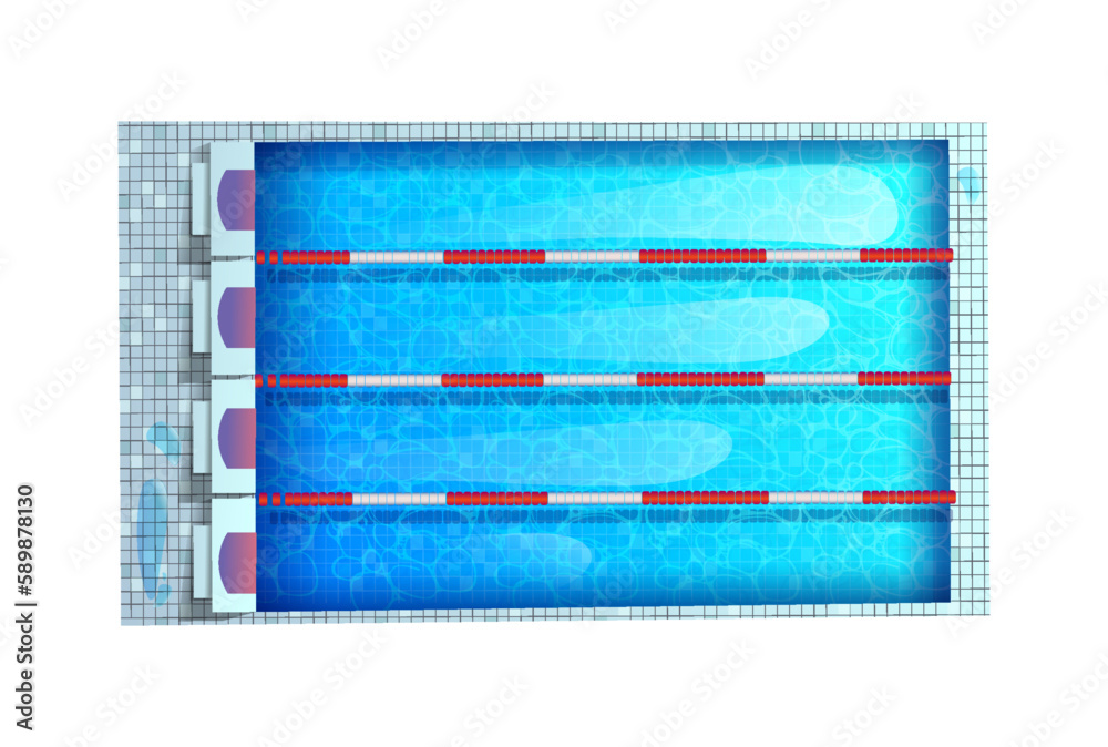Architectural element top view. Public sports pool with swimming lanes ...