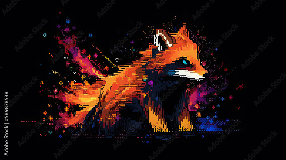 spirit animal fox pixel art - by generative ai Stock Illustration ...