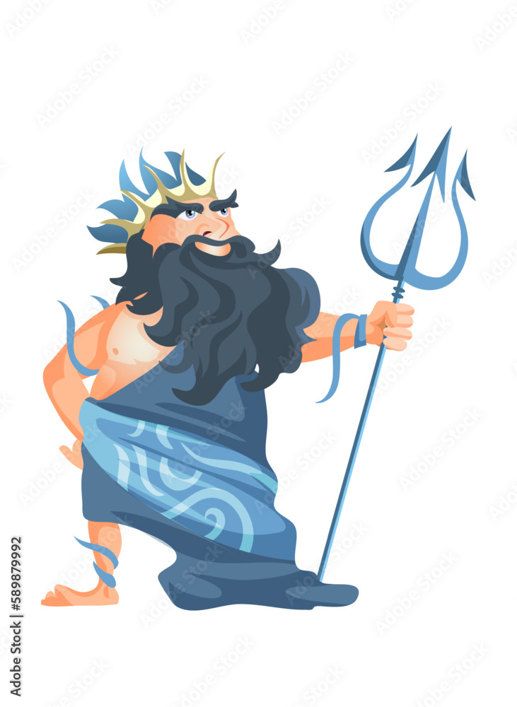 Vektorová grafika „Ancient Greek god of sea and waters Poseidon, vector ...