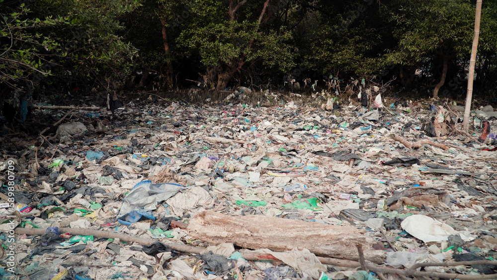 Garbage environmental pollution in mangrove ecological problem in asia ...