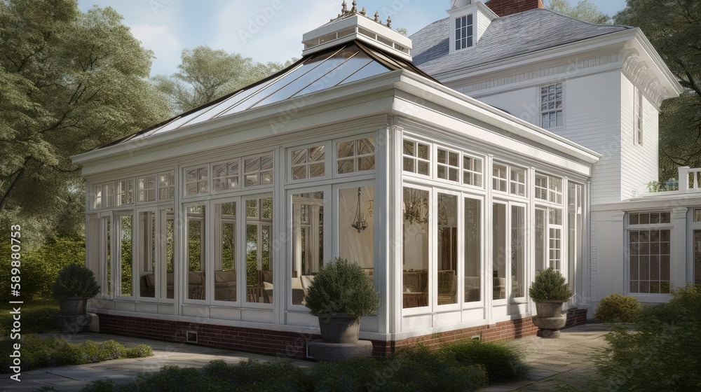 Colonial Revival sunroom is a stunning space that seamlessly blends ...
