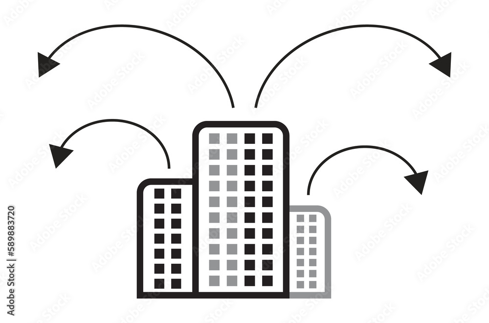 Modern Building Icon with An Arrow of Diversification, Perfect for ...