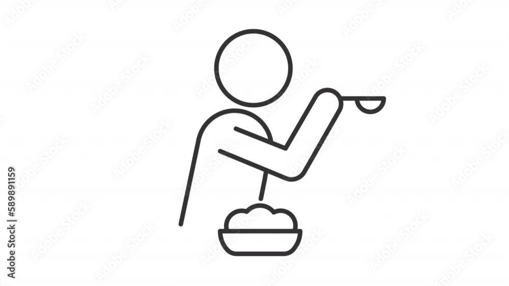 Spoon feeding linear animation. Mother giving food. Nurturing ...