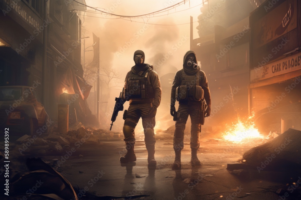 First Person Shooter Game Art FPS Wallpaper Background Stock ...