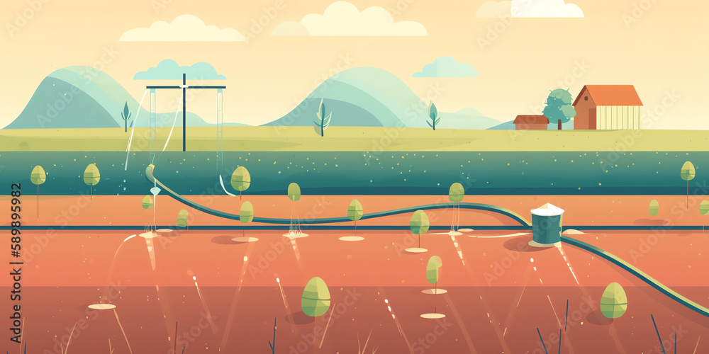 Smart Irrigation: A modern flat-style illustration of a smart ...
