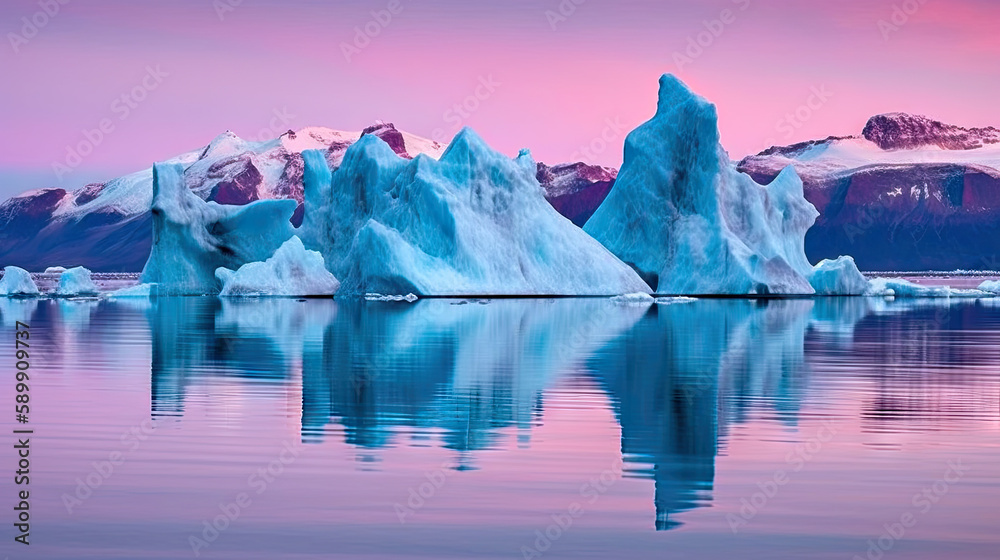 Paysage du grand nord Arctique ou Antarctique avec iceberg et montagne ...