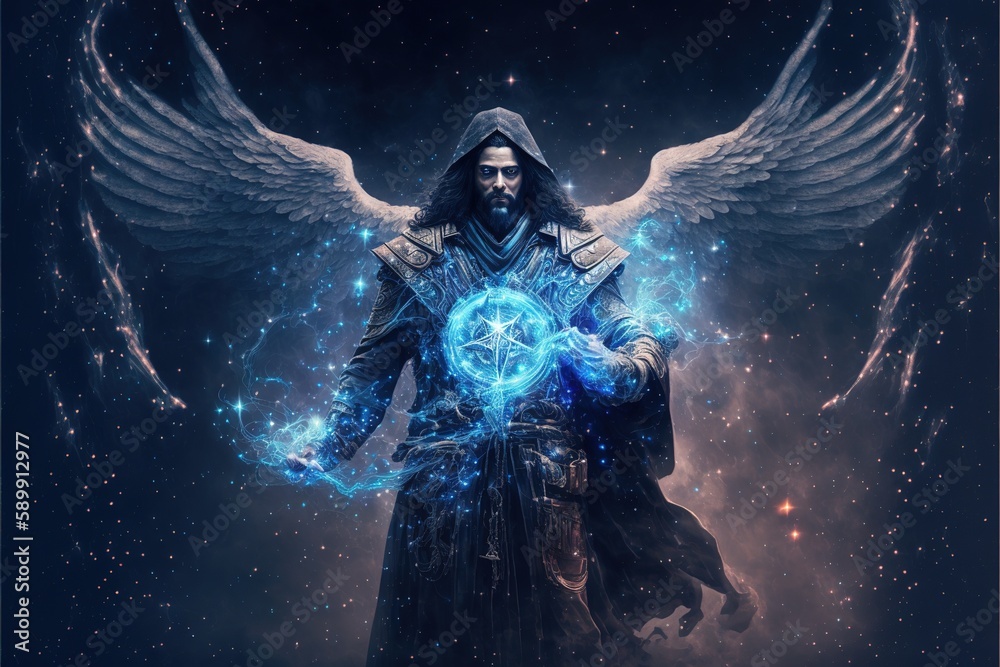 Realistic fantasy character of angelic battlemage with awe-inspiring ...