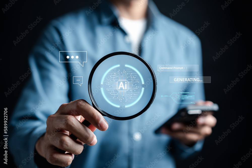 Ai Technology System. Businessman using chat bot intelligence Ai. Chat ...