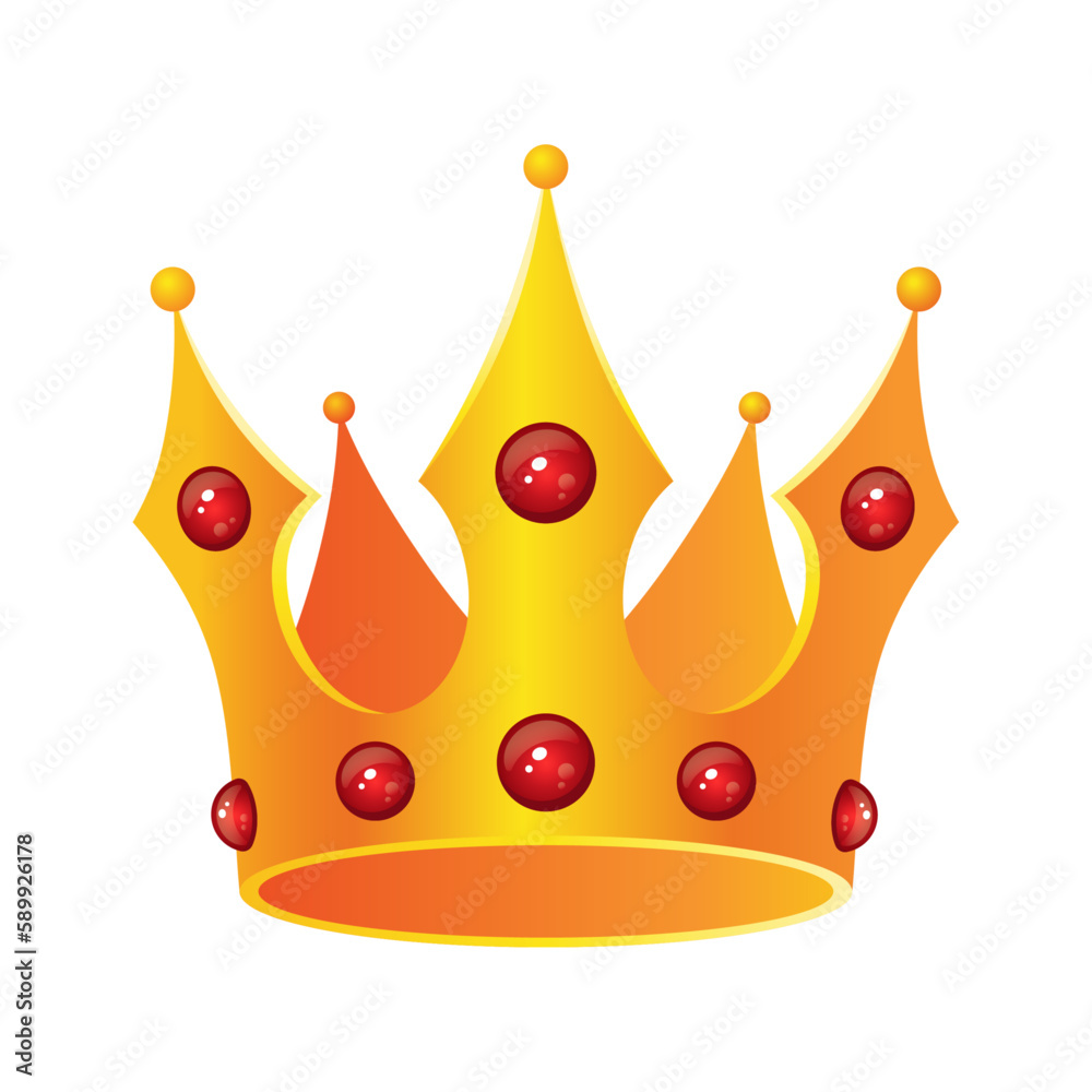 Golden 3d crown with red ruby diamonds. Coronation clipart element ...