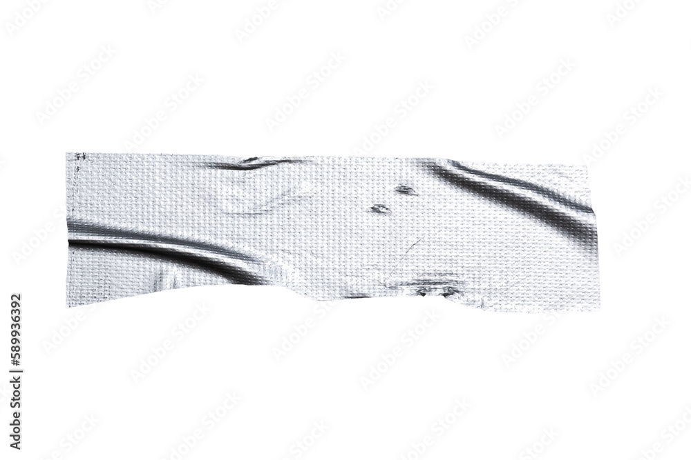 Realistic metal tape strips isolated on alpha channel, crumpled plastic ...