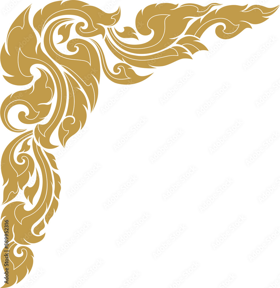 Gold corner art, asian buddhism temple png file for decoration Stock ...