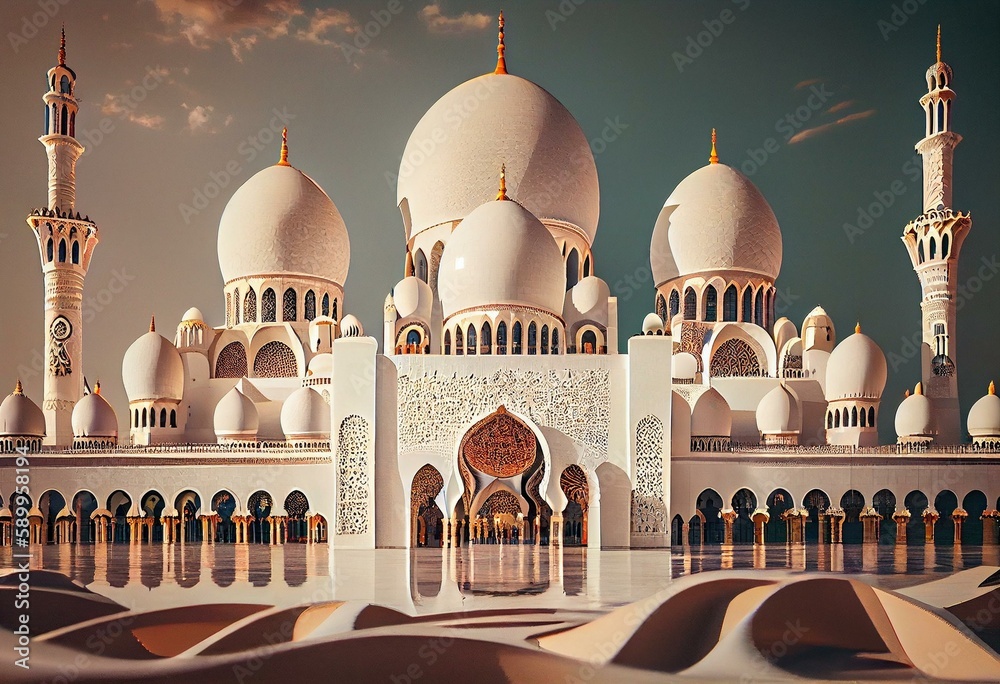 The Sheikh Zayed Mosque located in Abu Dhabi, UAE. Generative AI Stock ...