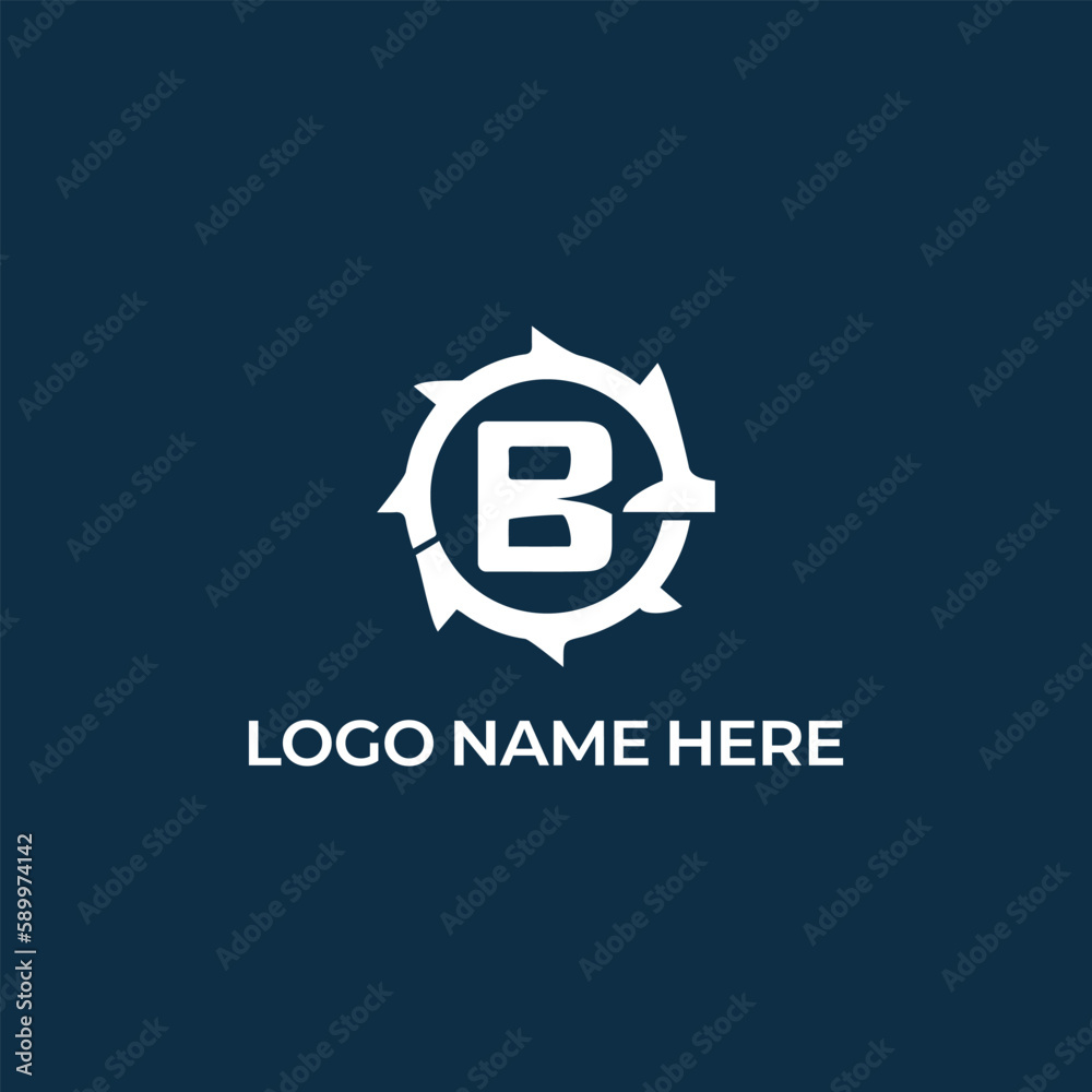 Letter B circle logo design on blue background Stock Vector | Adobe Stock