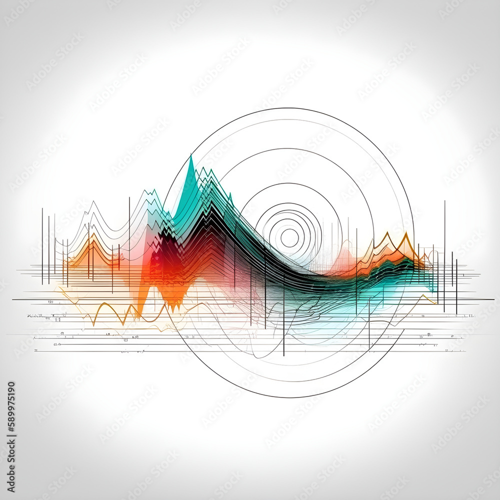 Earthquake Wave low richter scale with Circle Vibration on White paper ...