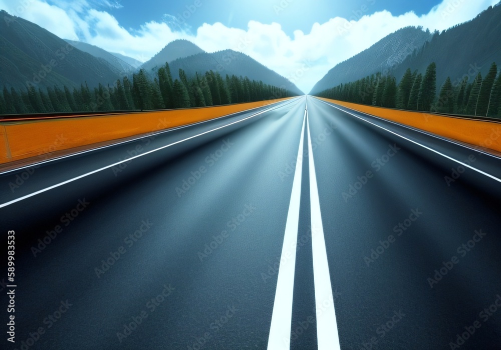 road going into the distance, perspective. Straight empty road through ...