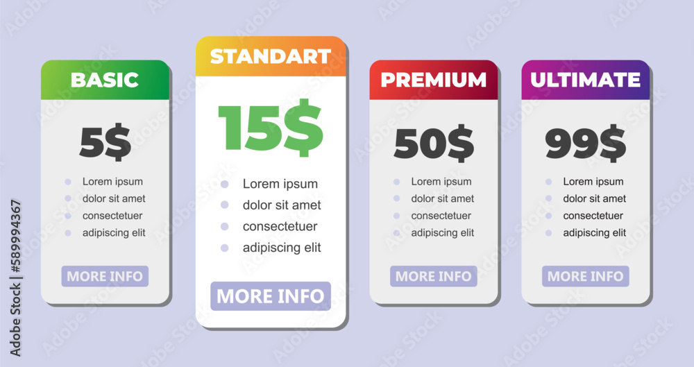 select price baners. subscribtion plans for landing pages web site UI ...