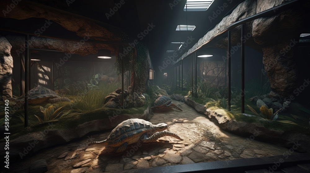 A reptile house with diverse species, ranging from colorful chameleons ...