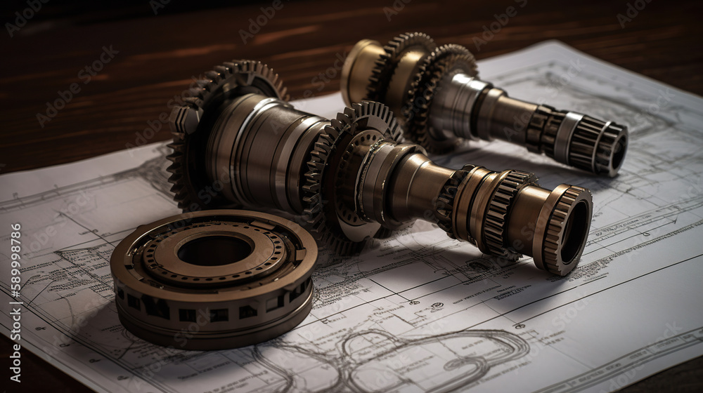 Engineer technician designing drawings mechanical parts engineering ...