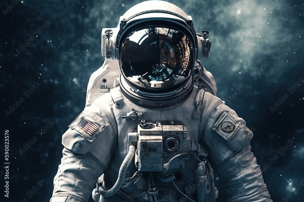 AI generated image of an astronaut floating in space with dust and ...