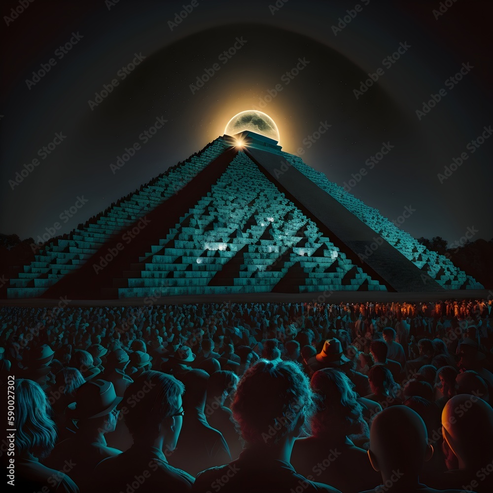 bioluminescent mayan pyramids Mayan crowds total eclipse guy bourdin ...