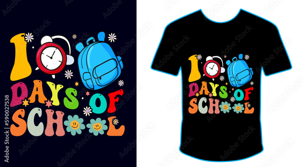 100 Magical Days Of School, Happy back to school day shirt print ...