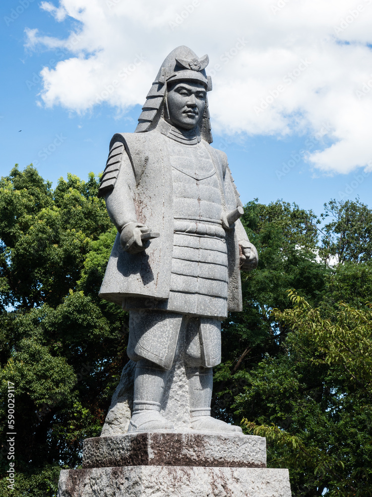 Otsu, Japan - August 21, 2018: Statue of Akechi Mitsuhide at the ...