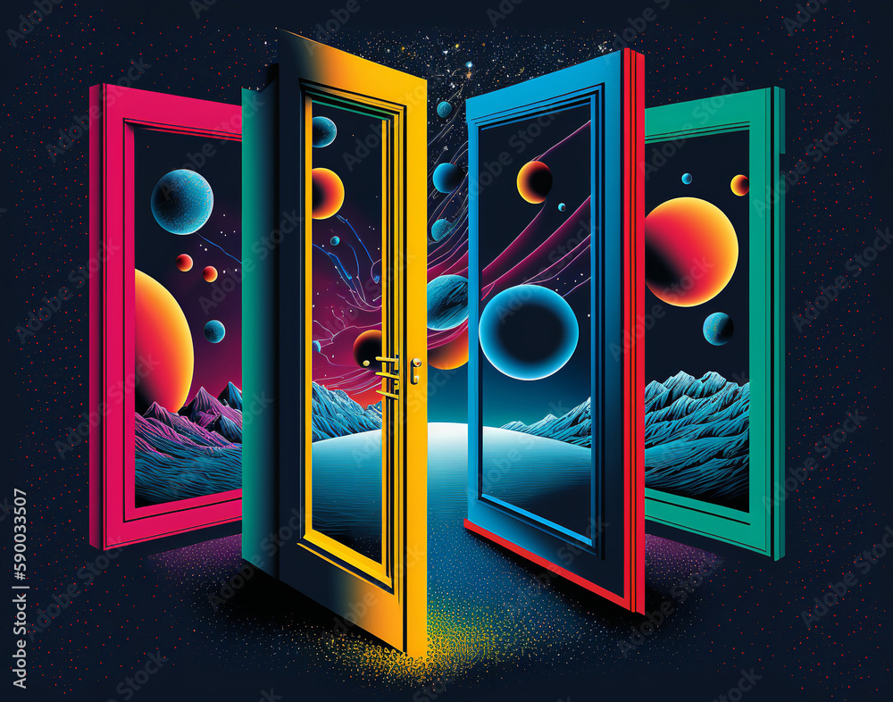 Illustration of parallel universes creating a mystical and intriguing ...