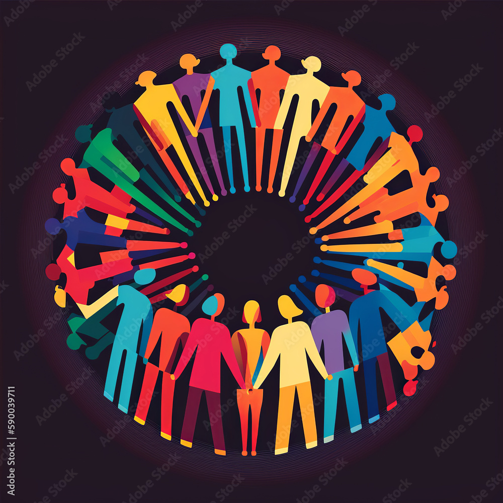 image of a circle of people intertwined, hands joined; symbolizes ...