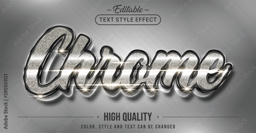 Editable text style effect - Chrome text style theme. Stock Vector | Adobe Stock