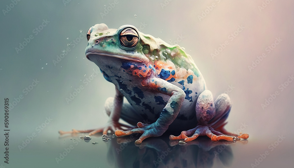 Frog abstract wallpaper. Soft background with toad in Pastel colors ...