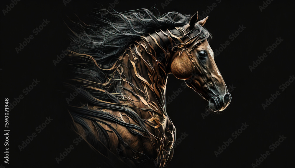 Horse animal abstract wallpaper. Contrast background stallion in vivid ...