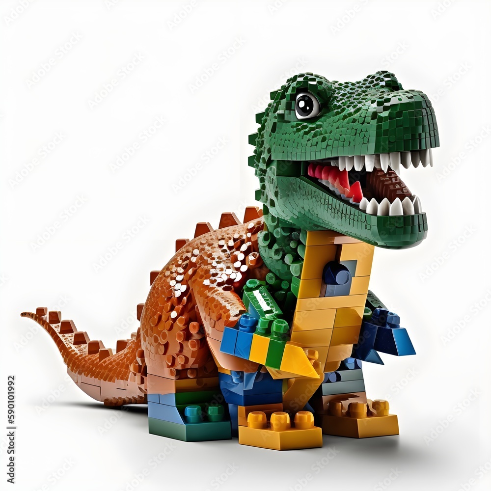 Dinosaur child friendly lego white background happy Stock Illustration ...