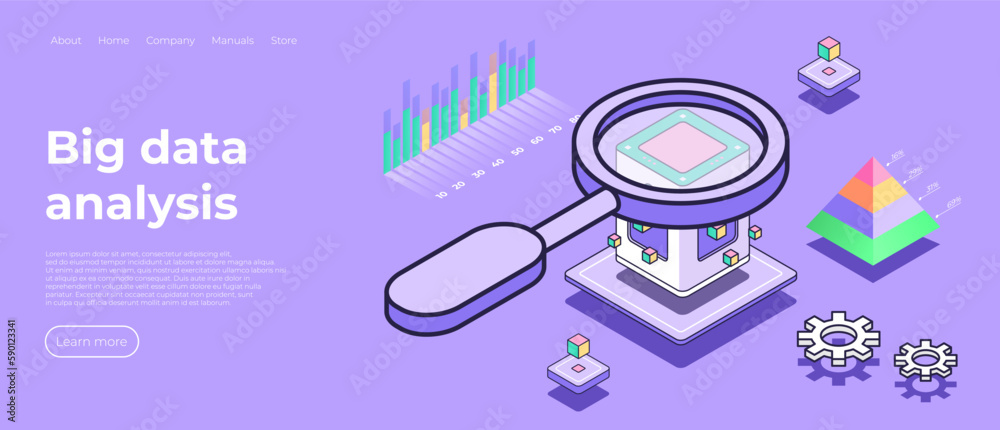 Big data analysis isometric vector illustration. Data visualization ...