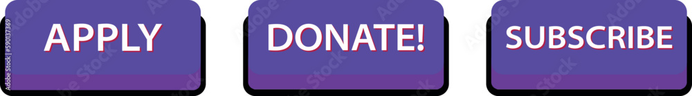 Vector apply, donate, subscribe, button in flat design. Ideal for video ...