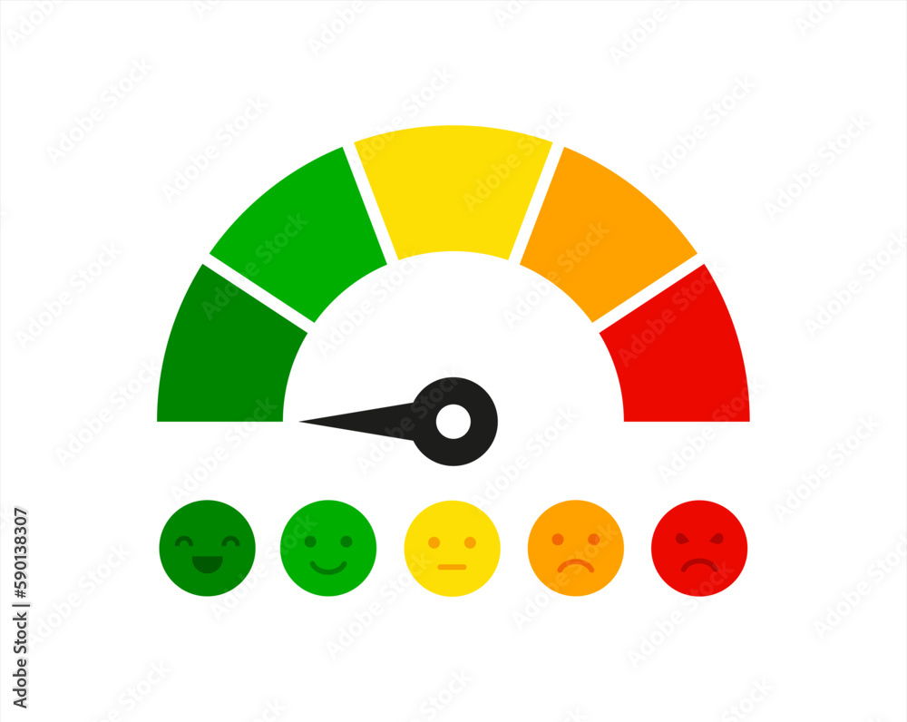 Emotional icons indicating quality, level, rating. Business indicators ...