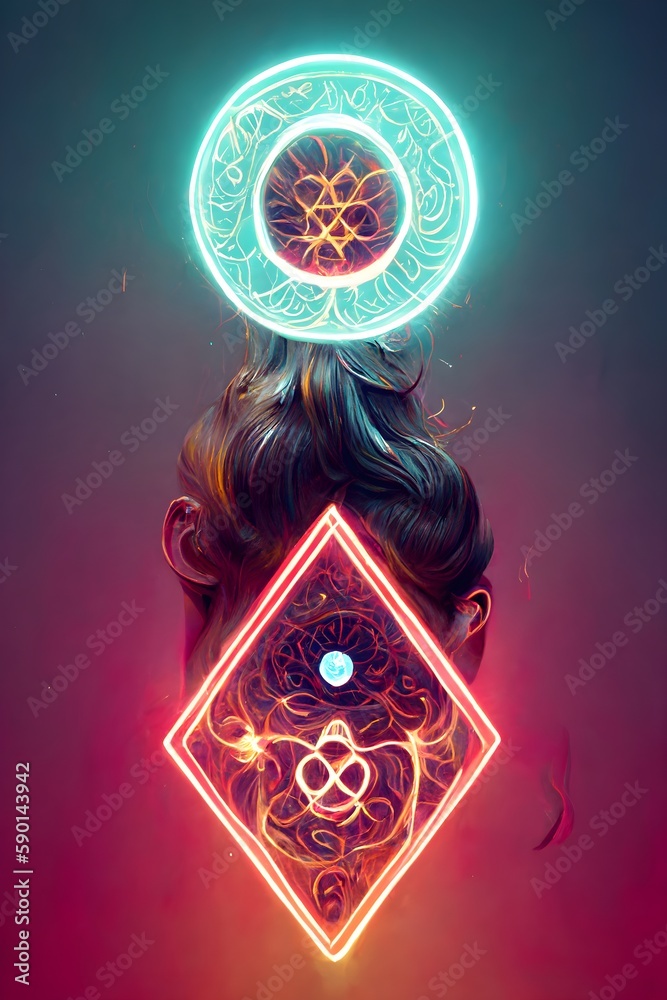 black paper elements magenta cyan neon baroque rococo white ink tarot ...