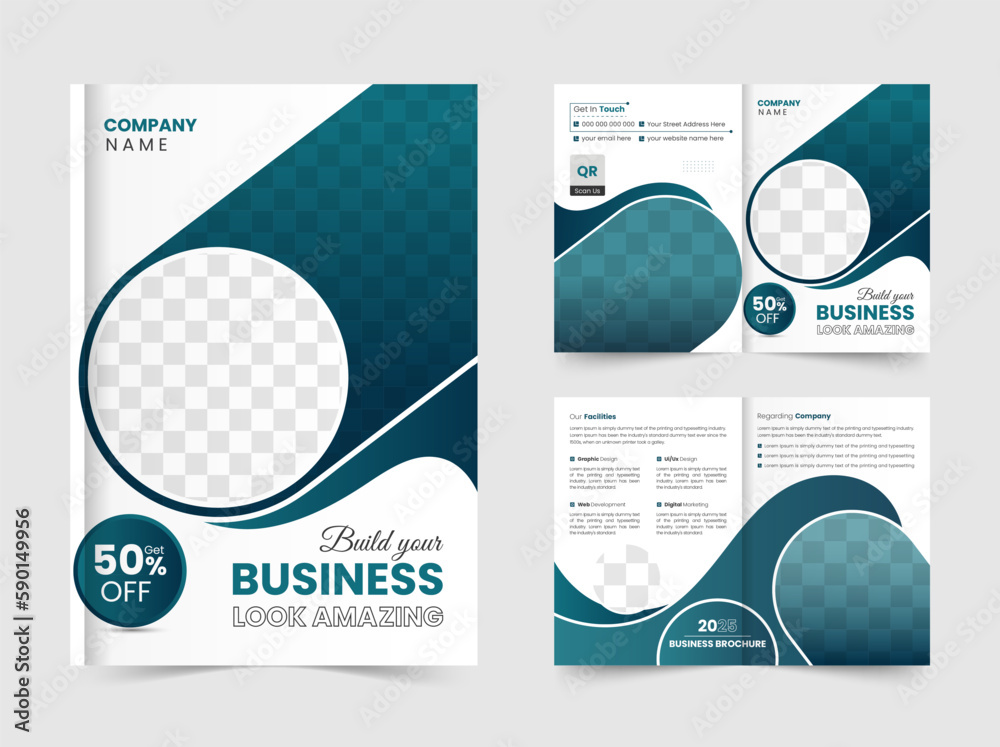 Bifold Business Brochure Template. corporate brochure editable template ...