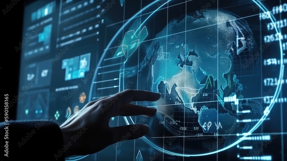 Digital transformation change management. World map. AI generated Stock ...