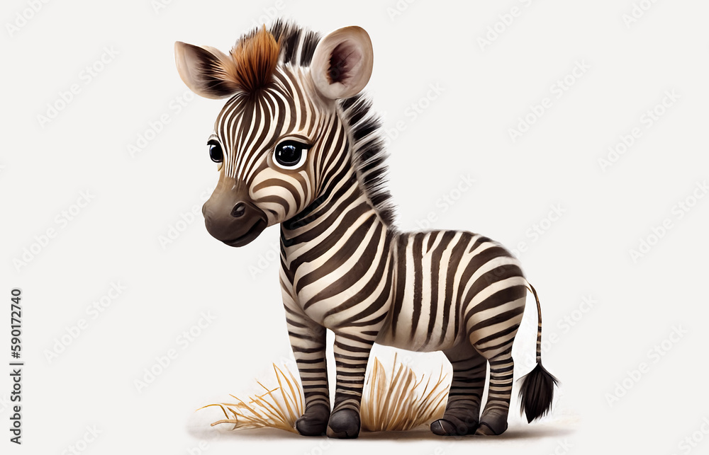 Cute little zebra cartoon character isolated on a white background ...