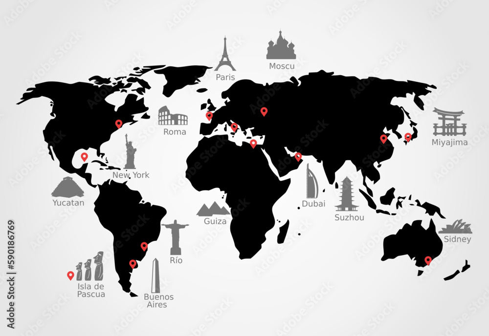 Planisferio Global en Vectores: Un Mundo de Posibilidades Stock Vector ...