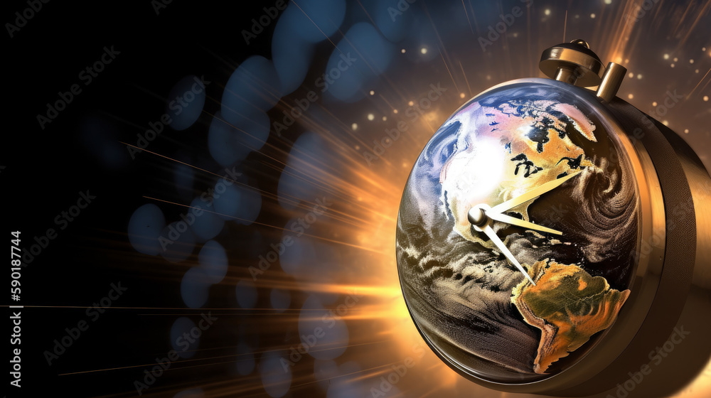 earth globe and fire, time visualisation of earth and time, generative ...