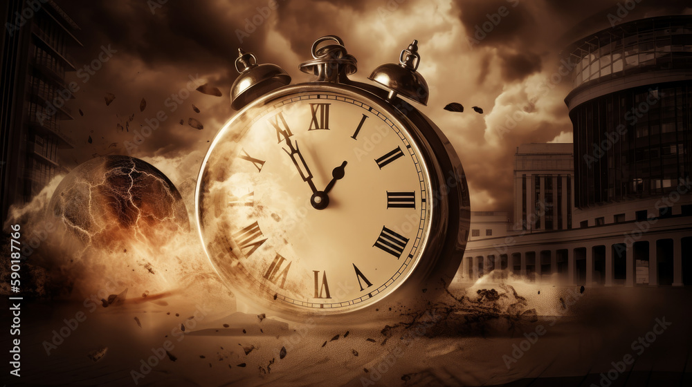 earth globe and fire, time visualisation of earth and time, generative ...