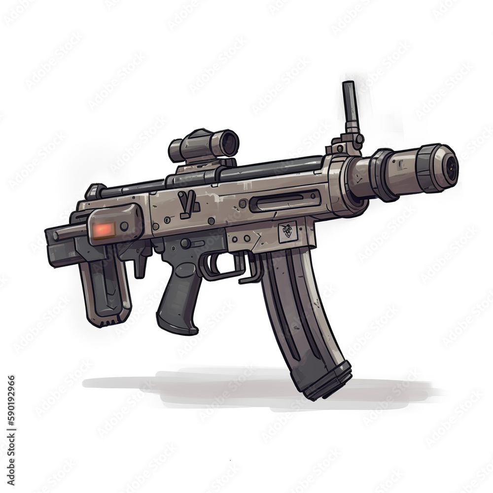 gun, weapon, rifle, isolated, war, military, army, white, automatic ...